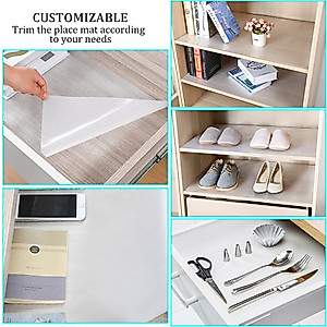 DTTEOME Shelf Liner, Non Adhesive Kitchen Cabinet Liner Drawer Mats, Easy to Cut Durable Non Slip Washable Oil Proof Pad for Fridge, Drawer, Pantry, Table, Shelves (Clear, 17.5 x 59 inch)