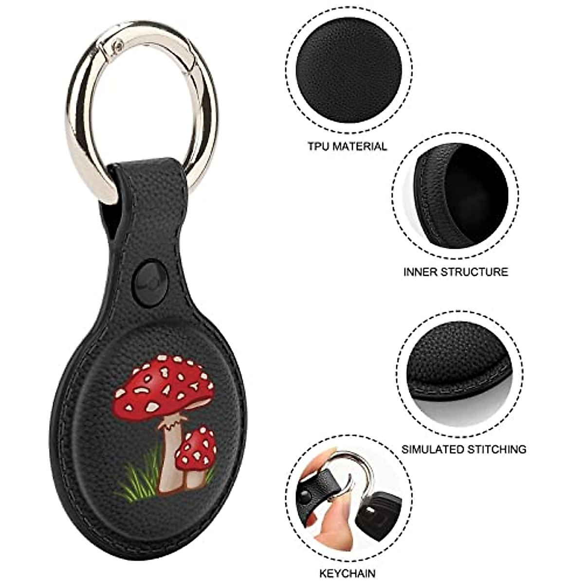 Magic Mushrooms Cute Case Compatible for Airtag Protective Cover Holder with Keychain 1PC