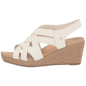 Dr. Scholl's Shoes Women's Everlasting Espadrille Wedge Sandal, White Smooth, 7