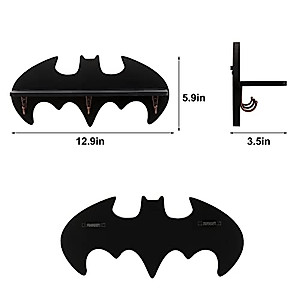 HYLEHE Bat Shelf Crystal Shelf Wall Mounted Floating Shelves-Hanging Floating Wooden Shelves for Goth Home Bedroom or Bathroom-Witchy Room Decor for Crystal Keys