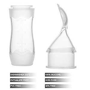 PandaEar (2 Pack) Silicone Baby Food Dispensing Spoon|4 oz Infant Fruit Squeeze Feeder| Travel Friendly Kids Toddlers Boys Girl (Blue)