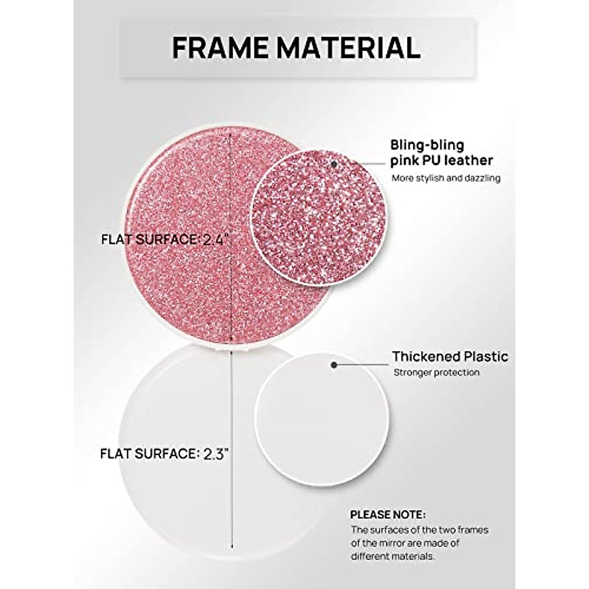 Getinbulk Compact Mirror Bulk, Set of 12 Double-Sided 1X/3X Magnifying PU Leather Round (Pink, 2.7 in Diameter)