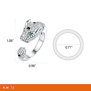 VICISION Panther Bracelet for Women Leopard Design with 18K Gold Plated 5A Cubic Zirconia Stones Birthday Present for Her Women Teen Girls (Silver Panther Ring)