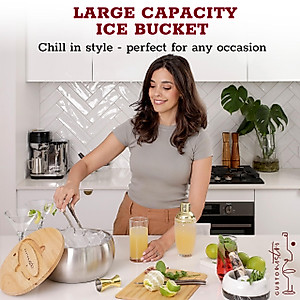 Gusto Nostro 4.1L Insulated Ice Bucket with Lid and Tongs, Double Wall Stainless Steel Ice Bucket Large, BPA Free Ice Bucket for Cocktail Bar, Keeps Champagne, Wine, Beer Chill for Parties