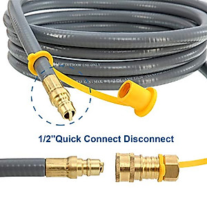 12 Feet 1/2-Inch Natural Gas Hose with Quick Connect Fitting for BBQ, Grill, Pizza Oven, Patio Heater and More NG Appliance, Propane to Natural Gas Conversion Kit - CSA Certified