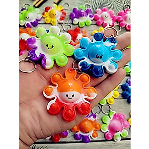 30 Packs Octopus Push Fidget Bubble Bulk Mini Pop Keychain Fidget for Teens and Kids,Halloween Party Favors，Birthday Supplies and Classroom Student Prizes Gift