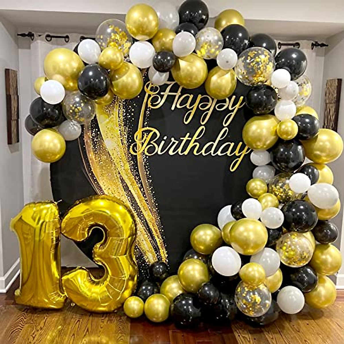 RUBFAC Black Balloons Latex Balloons 100pcs 12 Inch Helium Balloons for Birthday Graduation Baby Shower Wedding Holiday Party Decoration, Black Ribbon