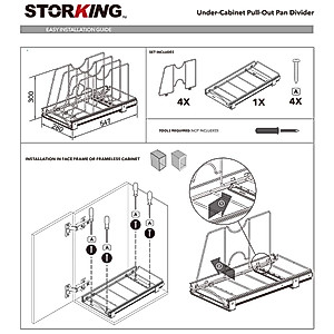 STORKING Slide Out Cutting Board Bakeware and Tray Organizer Pull Out Kitchen Cabinet Organizer Cookware and Bakeware Basket for Kitchen Base Cabinets 11" W 22" D 11.8" H