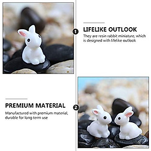Hemoton Bunny Rabbit Miniature 20pcs Micro Landscape Ornament White Resin Mushroom Figure Mushroom Accessories