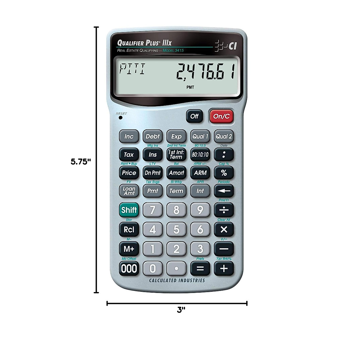 Calculated Industries 3415 Qualifier Plus IIIx Advanced Real Estate Mortgage Finance Calculator | Simple Operation | Buyer Pre-Qualifying | Solves Payments, Amortization, ARMs, Combos, FHA, VA, More
