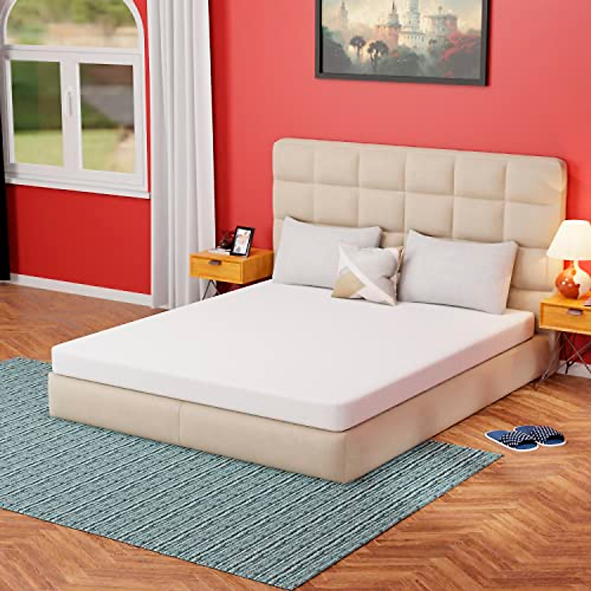 5 Inch Memory Foam Mattress Cooling Gel Green Tea Infused Mattress,Medium Firm Mattresses CertiPUR-US Certified/Bed-in-a-Box/Pressure Relieving Queen Size,White