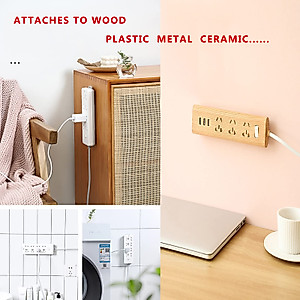 8-Pack Self Adhesive Power Strip Holder, Plug-in Socket Fixer Bracket Stand Surge Protector Fixator Desk Wall Mount Punch Free for Kitchen Home and Office