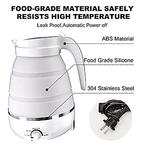 Foldable Electric Kettle, Travel Kettle with 2 Foldable Cup Set, Portable Boiler with Multiple Setting, Collapsible Heater for Water Milk Coffee Tea