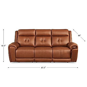 Hydeline Emma Power Headrest Top Grain Leather Zero Gravity Reclining Sofa Couch, 87.5", Cinnamon Brown, Memory Foam, Pocket Coils and Control Panel