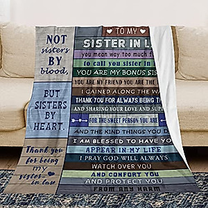 Sister in Law Birthday Gifts - Gifts for Sister in Law - Sister in Law Gifts Blanket - Sister in Law Gifts for Women - Anniversary Valentine Wedding Sister in Law Gifts - Bonus Sister Gifts 60"X 50"