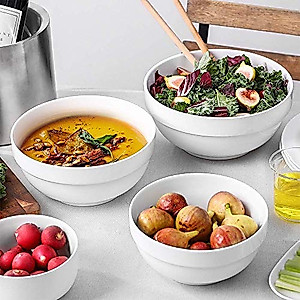 DOWAN 8" Serving Bowls - 64 Oz Large Salad Serving Bowls, Ceramic Deep Versatile Bowls for Soup,Pasta and Fruit, Microwave & Dishwasher Safe, White Serving Dishes for Thanksgiving Christmas, Set of 2