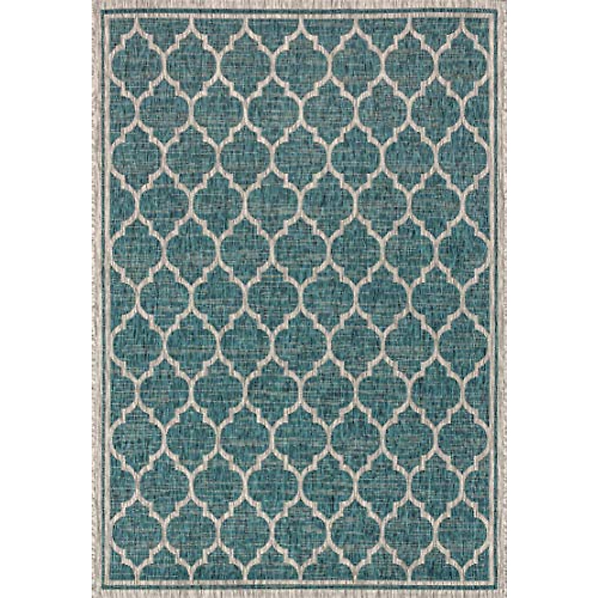 JONATHAN Y SMB109E-9 Trebol Moroccan Trellis Textured Weave Indoor Outdoor Area Rug Bohemian Modern Easy Cleaning Bedroom Kitchen Backyard Patio Non Shedding, 9 X 12, Teal/Gray