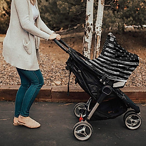 Camouflage Baby Nursing Cover for Breastfeeding, American Flag Camo Breathable Stretchy Nursing Scarf Carseat Canopy for Boys or Girls Stroller Car Seat Covers Independence Day Black Gray Star Stripe