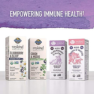 Garden of Life Elderberry Zinc Immune Support for Adults and Kids 12 and Older with Vitamin C - mykind Organics Elderberry & Sleep Immune Syrup Liquid with Sleep Herbs, No Added Sugars, 6.59 fl oz