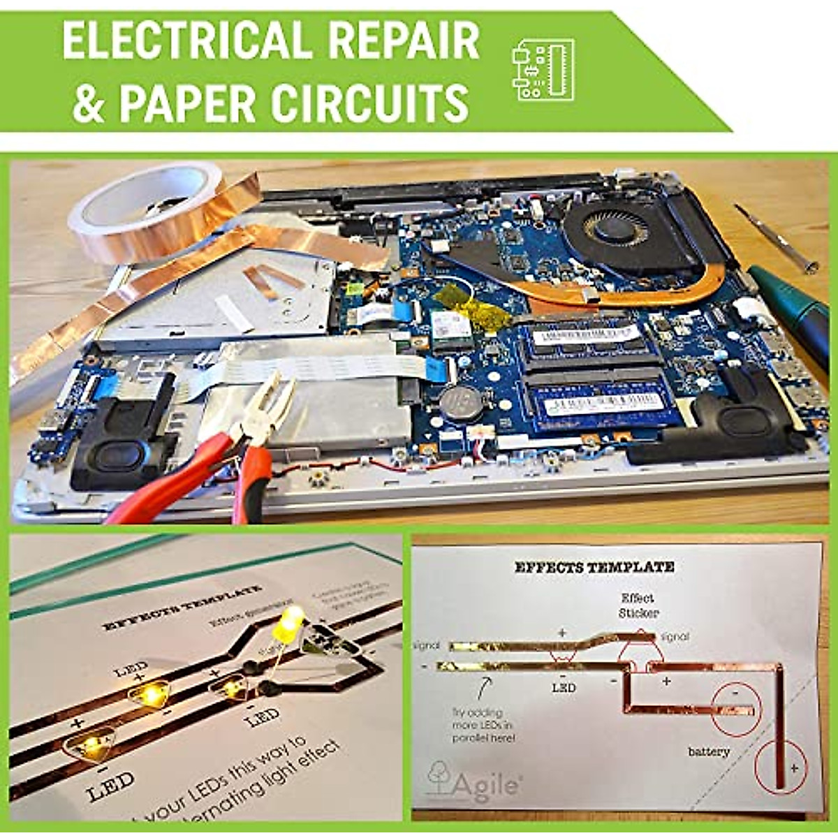 Agile Home and Garden Copper Tape - 40ft Copper Foil Tape Conductive Adhesive - 0.8" Wide Electrical Conductive Tape - Outdoor and Indoor Copper Tape - EMI Foil