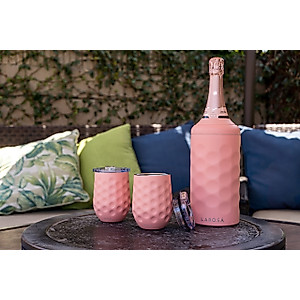 LAROSÁ Gift Set - Wine Chiller with 2 Stemless Wine Tumblers - Unique Gift Ideas for Wine & Champagne Enthusiasts - Wine Bottle Chiller Gift Set - Powder Coated & Double Walled Stainless Steel