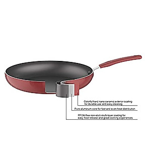Amazon Basics Ceramic Non-Stick 12.5-Inch Skillet, Red