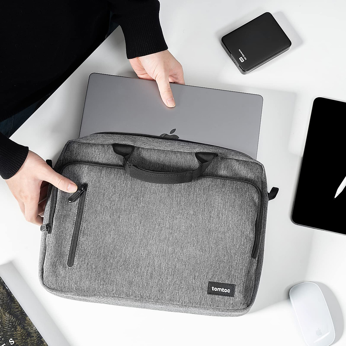 tomtoc Protective Laptop Shoulder Bag for 15.6 Inch Universal HP Dell Acer ASUS Lenovo Laptop Chromebook Ultrabook, Multi-Functional Business Laptop Briefcase for 15 16 In MacBook Air/Pro M4/M3/M2/M1
