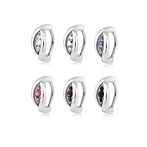 316L Surgical Steel Navel Belly Button Ring Triple Stone Black 14G