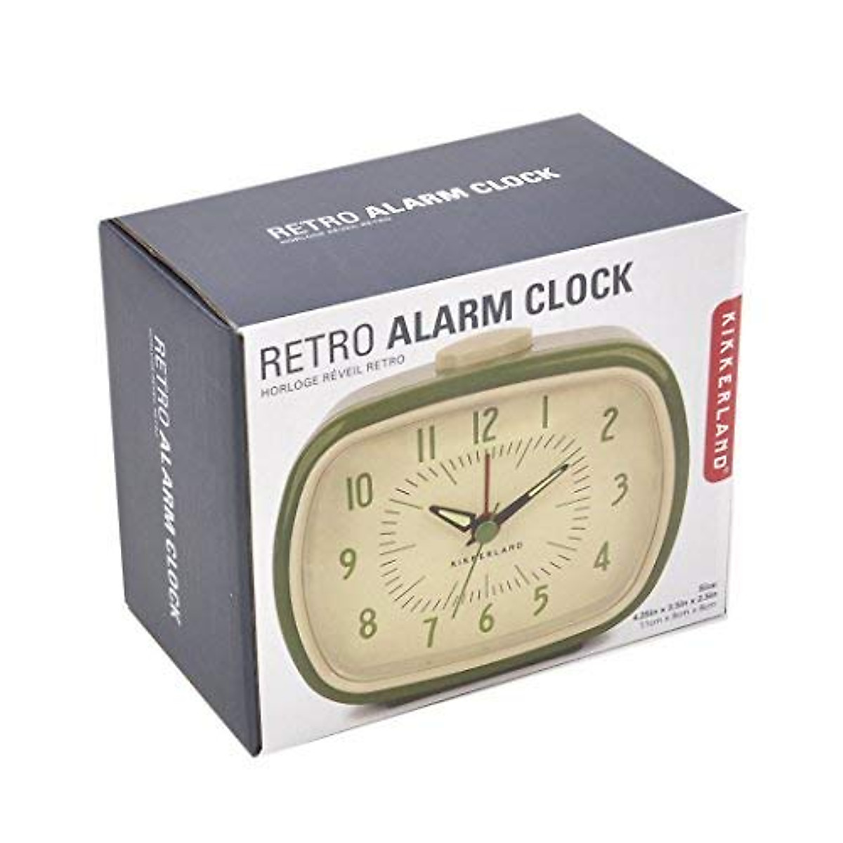 Kikkerland Battery Operated Retro Vintage Style Desktop Nightstand Bedside Office Classic Simple Alarm Clock, Beeping Alarm, Glow in Dark Hands, in Green