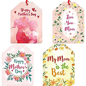Mother's Day Gift Tags Happy Mother's Day Gift Wrapping Labels 60Pcs with 33ft Strings