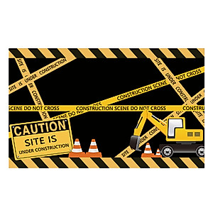 Allenjoy Under Construction Site Banner Backdrop for Boys Birthday Party Dump Truck Digger Zone Photography Decoration Supplies Construction Scene Photo Background Supplies