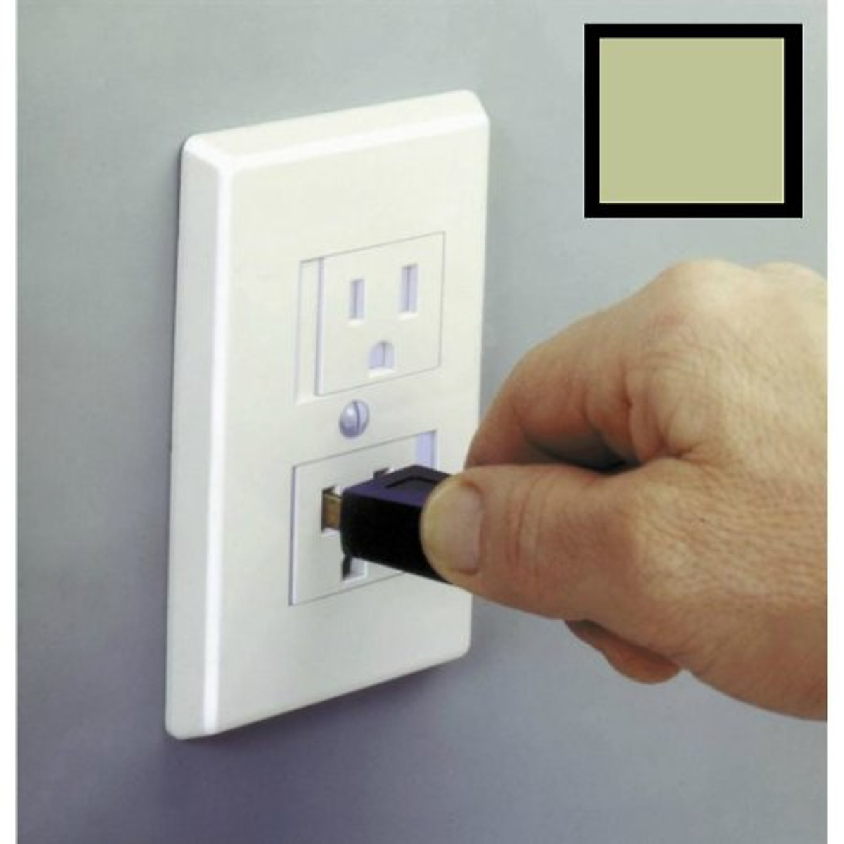 Safe Plate Electrical Outlet Cover - Standard (Center Screw) - Almond Color (2 Pack)