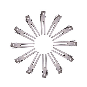 50 Pcs Double Prong Hair Clips Curl Clips 1.77 Inches Metal Alligator Hair Pins Styling Clips for Salon Hair Extensions