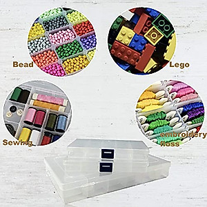 Compartment Organizer Box with Dividers - Set of 3 Transparent Plastic Craft Organizer Containers Removable Grids Portable Size Useful Organization Tools for Jewelry Screws Hardware Craft Supplies