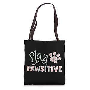 Stay Pawsitive Dog Cat Paw Print -Sage Pink Camo Camouflage Tote Bag