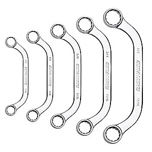 DURAMOVE SAE 5-Piece Half Moon Box Wrench Set,5/16 to 7/8 inch, C-Shaped Wrench Set with Double 12-Point Box Ends, CR-V,for auto repairing, machinery and household, EVA Tool Organizer