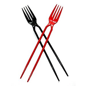 Fork Chopsticks In One, Chork 24 Count Pack Chopstick Fork Combo(Red 24 Pack)