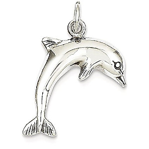 IceCarats 14K White Gold Sea Dolphin Necklace Ocean Fish Pendant Summer Beach Nautical Charm 27mm x 15mm Only