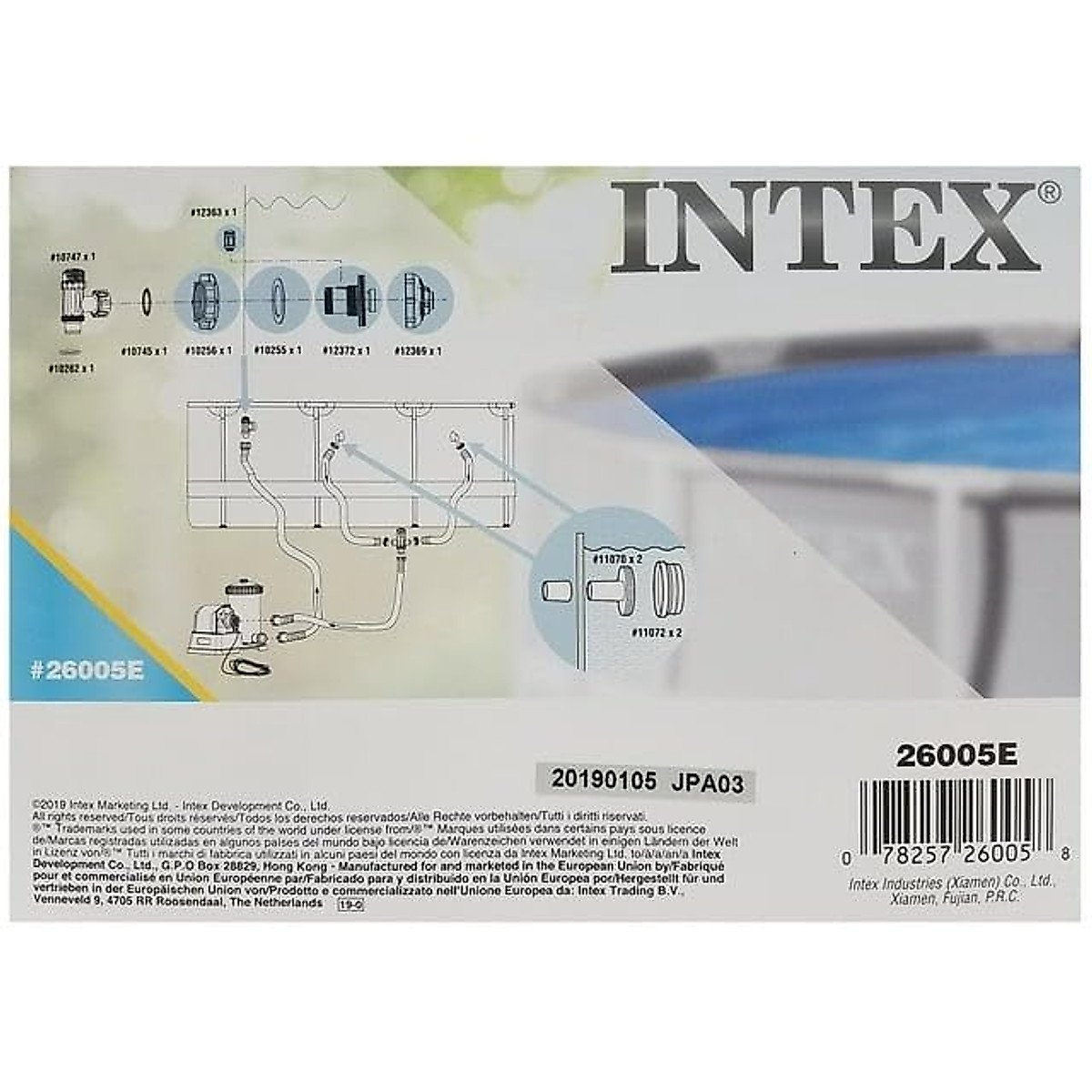 Intex 26005E Above Ground Swimming Pool Inlet Air Water Jet Part Kit with Plunger Valve, Strainer Connector, Jet Nozzle, Strainer Grid & More