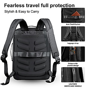 Krone Kalpasmos Carry-on Backpack, 40L Travel Backpack Flight Approved Carry On Backpack for Men & Women, Dual Layer Large Capacity Premium Leather Laptop Backpack Water Resistant Backpack