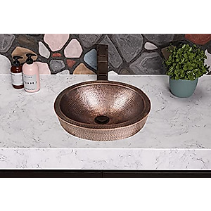 Monarch Abode 17004 Pure Copper Hand Hammered Oval Skirted Bathroom Vanity Sink (17 inches)