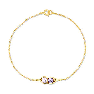 EVE'S ADDICTION Gold Peas in a Pod Bracelet - Custom Two Stone Pea in a Pod Bracelet - Maternity Bracelet - Gift for New Mom - Push Present - Gifts for Mom