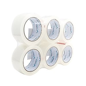 Heavy Duty Packaging Tape, Clear Packing Tape Designed for Moving Boxes, Shipping, Office, and Storage, Commercial Grade 2.7mil Thickness, 60 Yards Length, 360 Total Yards