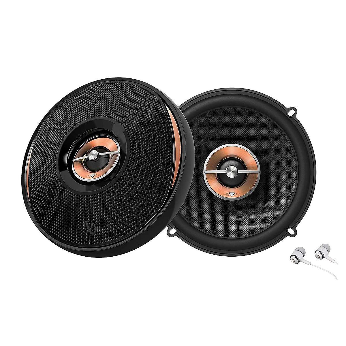 New Infinity Kappa 62IX 6.5" 225 Watts Max (75 Watts RMS) 2-Way Coaxial Car Audio Stereo Multi Element Speakers with UniPivot Tweeters with Oversized Voice Coils - Pair with Alphasonik Earbuds