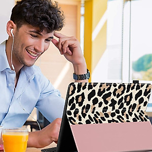 Case for Amazon Kindle Fire HD 8 Tablet 8"(12th/10th Generation, 2022/2020 Release) & HD 8 Plus Tablet，Slim Fit Foldable Standing Cover Case with Auto Sleep/Wake，Leopard Pink