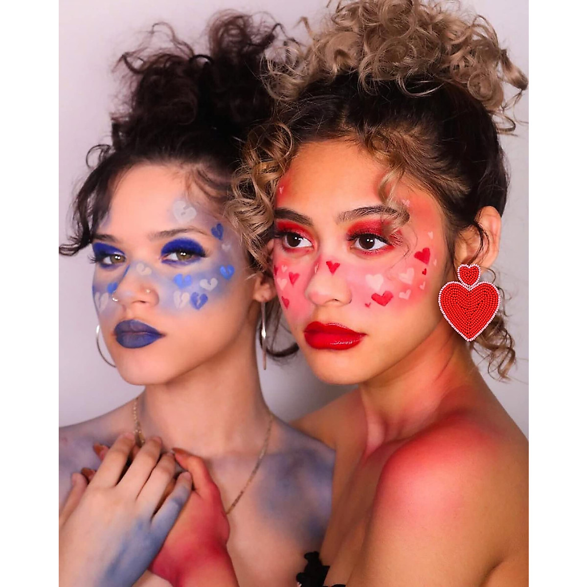 Heart Earrings for Women Hypoallergenic Beaded Statement Dangle Earrings Boho Handmade Red Love Heart Bead Drop Dangling Earrings Valentine’s Day Earrings Jewelry Gift