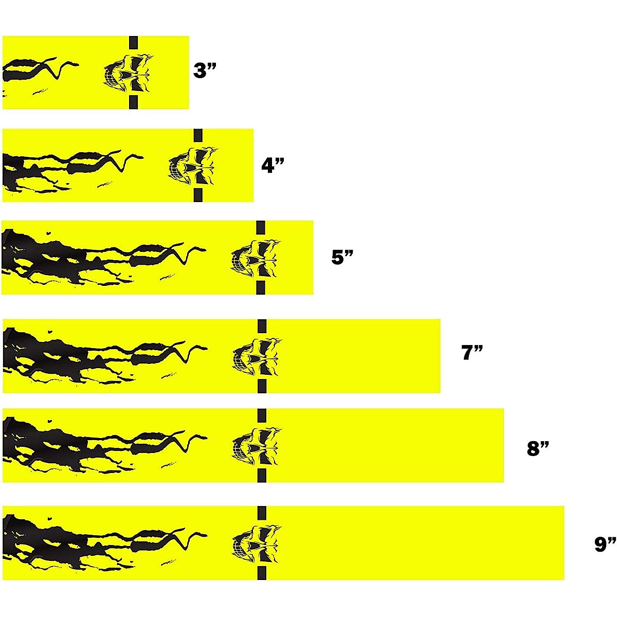 White Water Archery Yellow Fluorescent Neon Blood Trail Skull Arrow Wraps 15pc Pack Choose Length Width (4, 1.25)