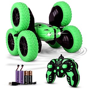 SHERPALACE 6 Wheeler LED Remote Control Car for Kids-OFF ROAD Stunt RC Car with 360 Flips-All Terrain Tires-Fast RC Drift Car-Crawler Tires & 2 Batteries- Holiday Gift Race Toy, 55+ Mins Play Time