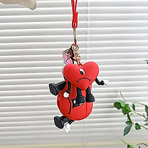 Cute Airpod Case, Funny 3D Cartoon Key Chain Case, Soft PVC Full Protection Shockproof Charging Case Cover Compatible with for Airpod 1/2. (Pendant Love)