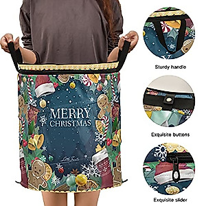 Merry Christmas Pop-Up Laundry Hamper with Lid Zipper Storage Laundry Basket Foldable with Handles for College Students Traveling Camp Laundry